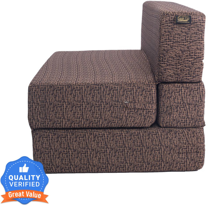 Fresh Up Prisma One Seater Folding Sofa Bed for Living Room Polycotton Fabric Washable Cover 2.5x6 Feet Brown Single Sofa Bed 1 Seater Single Foam Fold Out Sofa Cum Bed Price in