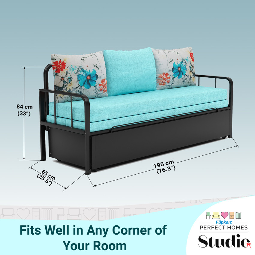 Flipkart Perfect Homes Studio With Storage 3 Seater Double Metal Pull Out Sofa Cum Bed