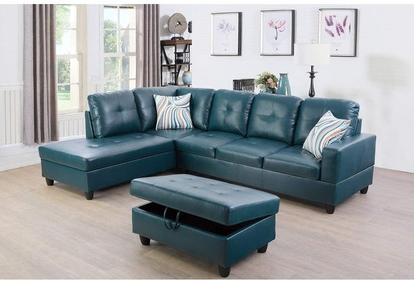 Turquoise Leather Sectional Sofa | Baci Living Room