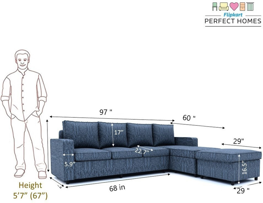 Flipkart Perfect Homes Canterbury RHS L Shape Fabric 7 Seater Sofa