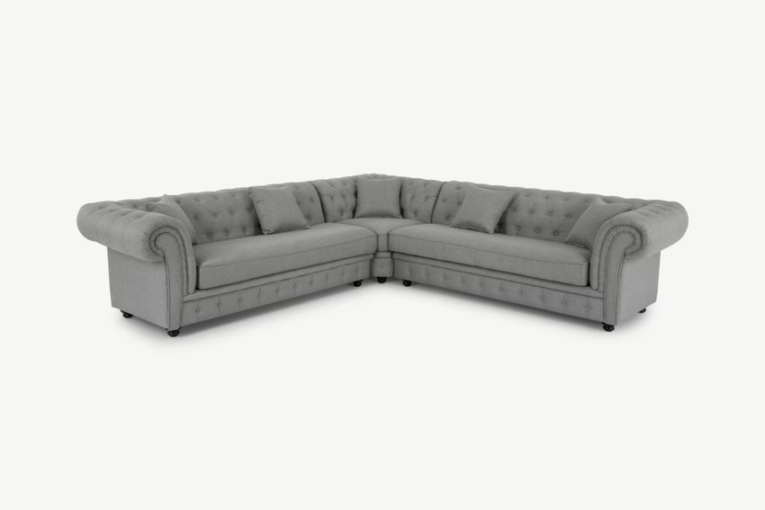 Grey Leather Chesterfield Corner Sofa | Cabinets Matttroy