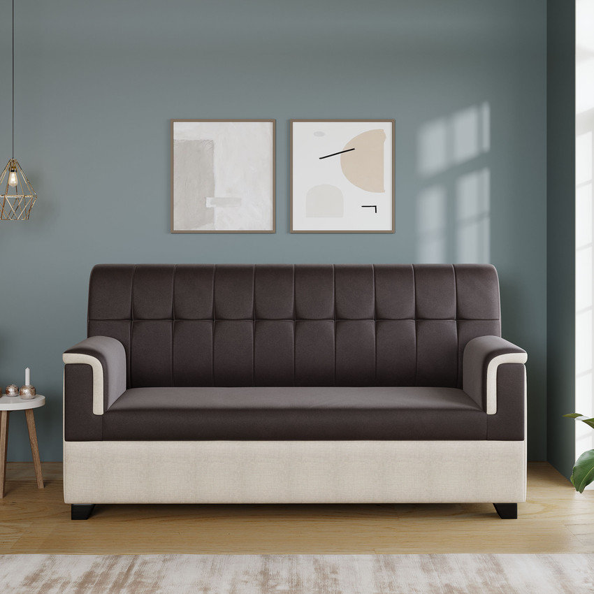 Allie Wood Fabric 3 Seater Sofa Price in India Buy Allie Wood Fabric 3 Seater Sofa online at Flipkart
