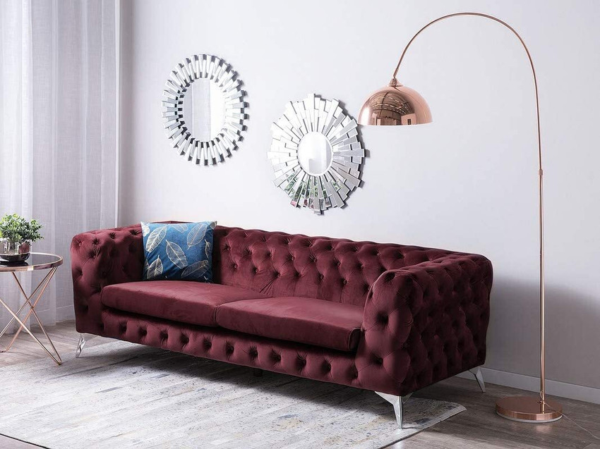 Maroon chesterfield sofa store