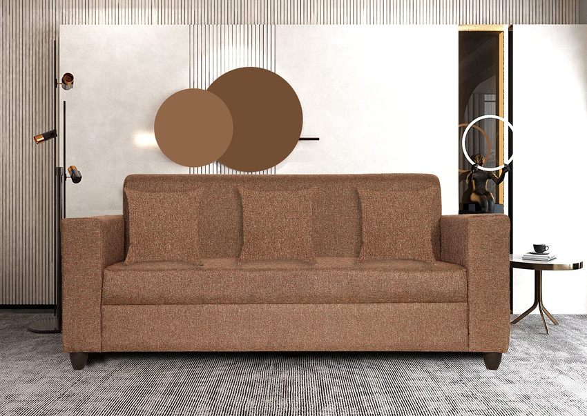 LIVEWELL Premium Quality Jute Fabric 3 Seater Sofa