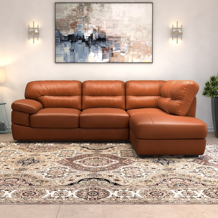 Tan Leather Recliner Corner Sofa | Baci Living Room