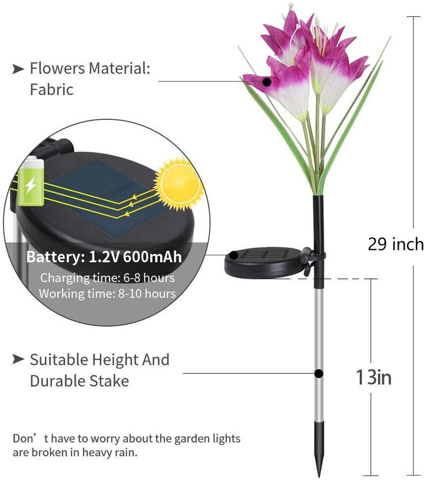 Trendscape Solar Lily Garden Lily Flower Solar Powered Garden Stake