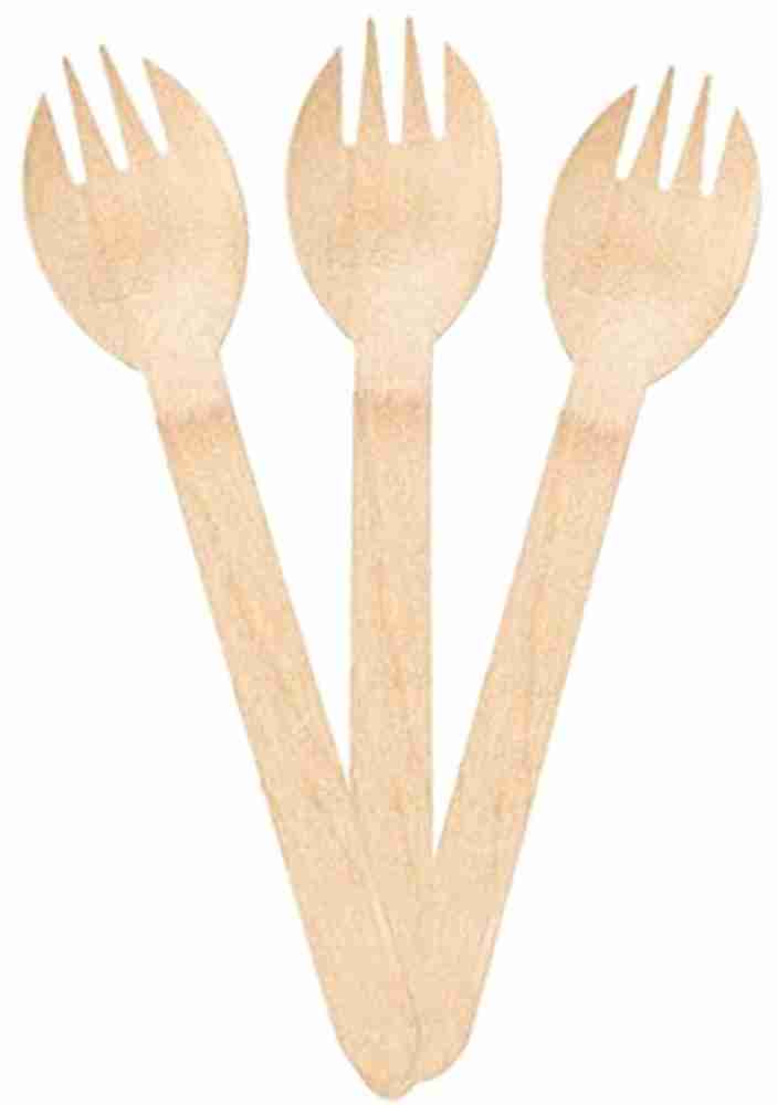 KRUM Wooden Spork 2 In 1 Spoon Fork Mini Wooden Cutlery Disposable Wooden Ice cream Spoon Dessert Spoon Set Price in India Buy KRUM Wooden Spork 2 In 1 Spoon