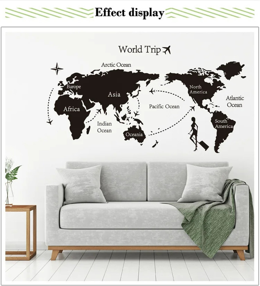 SnappyVinyl 60 cm Black World Trip map Vinyl Wall Stickers Self Adhesive Sticker Price in India Buy SnappyVinyl 60 cm Black World Trip map Vinyl Wall Stickers Self Adhesive Sticker online