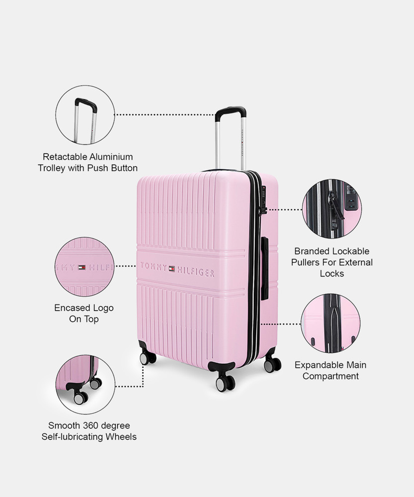 TOMMY HILFIGER Stanford Cabin Check in Set 8 Wheels 29 Inch Pink Price in India Flipkart