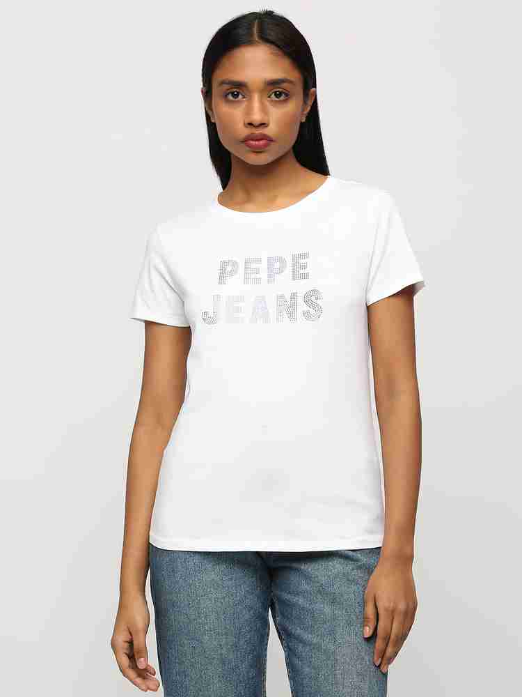 Pepe Jeans Printed Women Round Neck White T Shirt Buy Pepe Jeans Printed Women Round Neck White T Shirt Online at Best Prices in India Flipkart