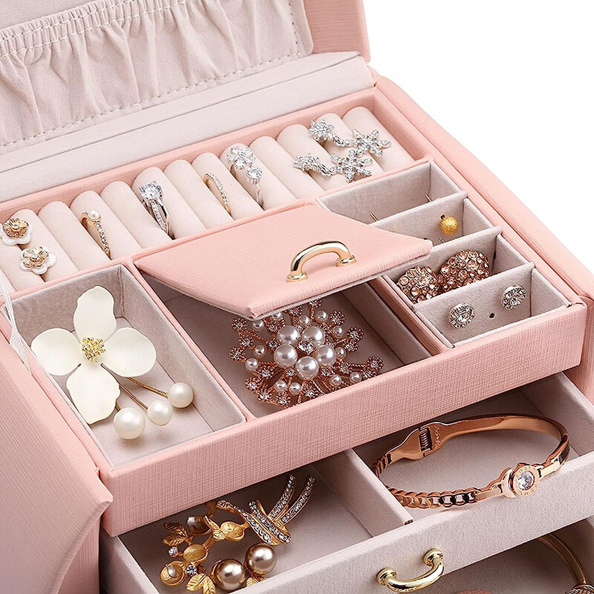 LEVGRY Jewelry Box for Girls Lockable Boxes Organizer with Mirror and 2 Drawers Jewellery Box Vanity Box Price in India Buy LEVGRY Jewelry Box for Girls Lockable Boxes Organizer with Mirror