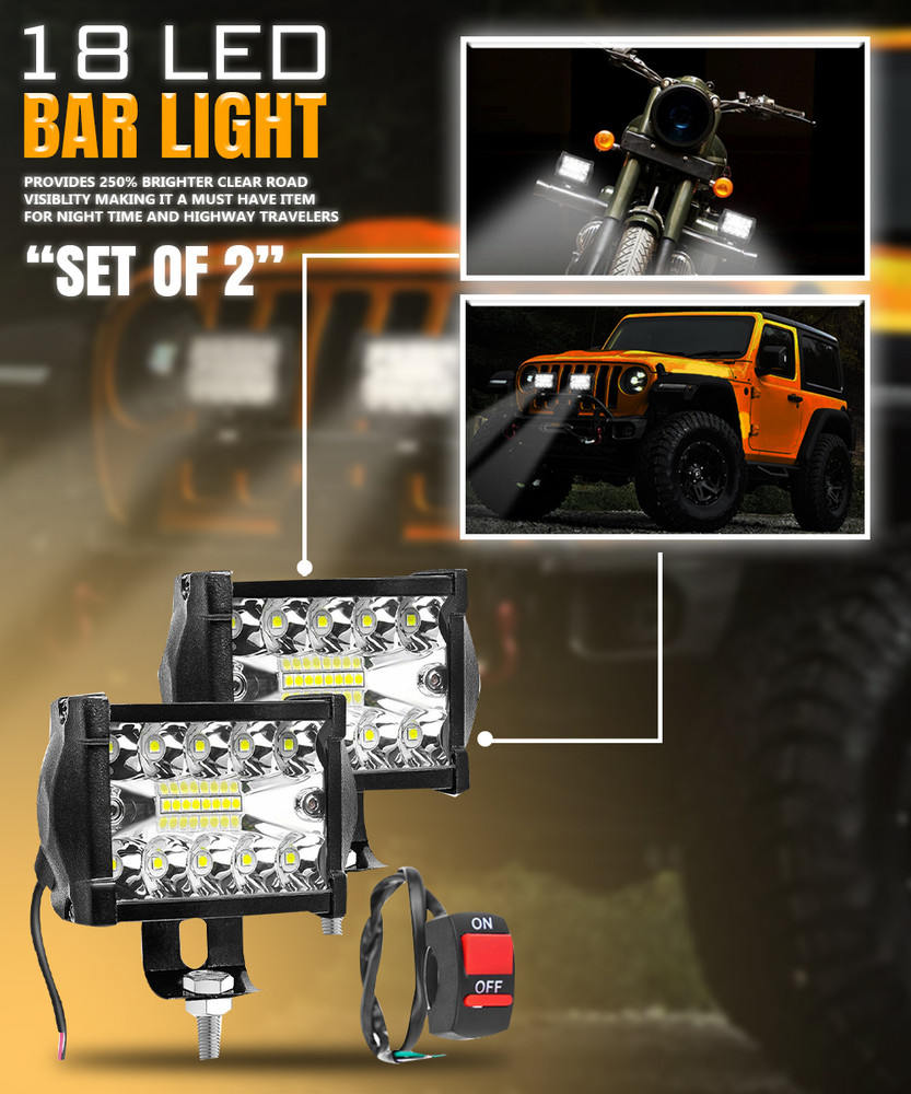 CARZEX Best Value Pack of 2 IP67WaterProof 18 LED Light Switch universal cars bikes etc Back Up Lamp Car Motorbike Truck Van LED 12 V 36 W Price in India Buy CARZEX Best Value Pack