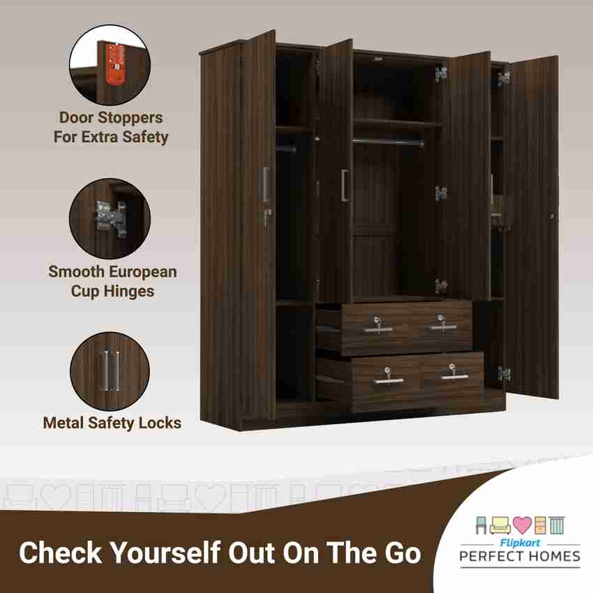 Flipkart Perfect Homes Alice Engineered Wood 4 Door Wardrobe Price in India Buy Flipkart Perfect Homes Alice Engineered Wood 4 Door Wardrobe online at Flipkart