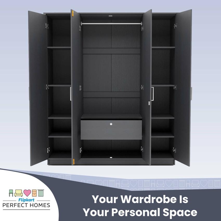 Flipkart Perfect Homes Julian Engineered Wood 4 Door Wardrobe Price in India Buy Flipkart Perfect Homes Julian Engineered Wood 4 Door Wardrobe online at Flipkart