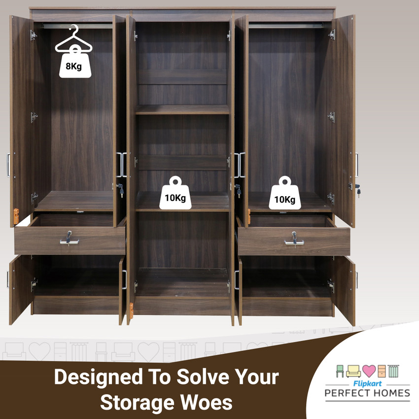 Flipkart Perfect Homes Julian Engineered Wood 6 Door Wardrobe Price in India Buy Flipkart Perfect Homes Julian Engineered Wood 6 Door Wardrobe online at Flipkart