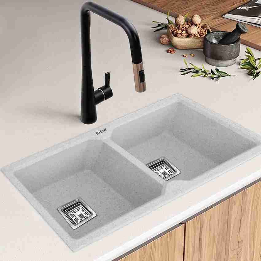 Quartz Double Bowl Sand Pluto Kitchen Sink (37 X 18 X, 50% OFF