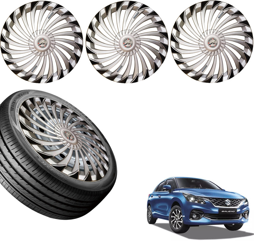 WolkomHome Car accessories Wheel cap Hub Cap Turbain Silver black 15 Inch Wheel Cover For Maruti Baleno 1.2 CVT Zeta Price in India Buy WolkomHome Car accessories Wheel cap Hub Cap