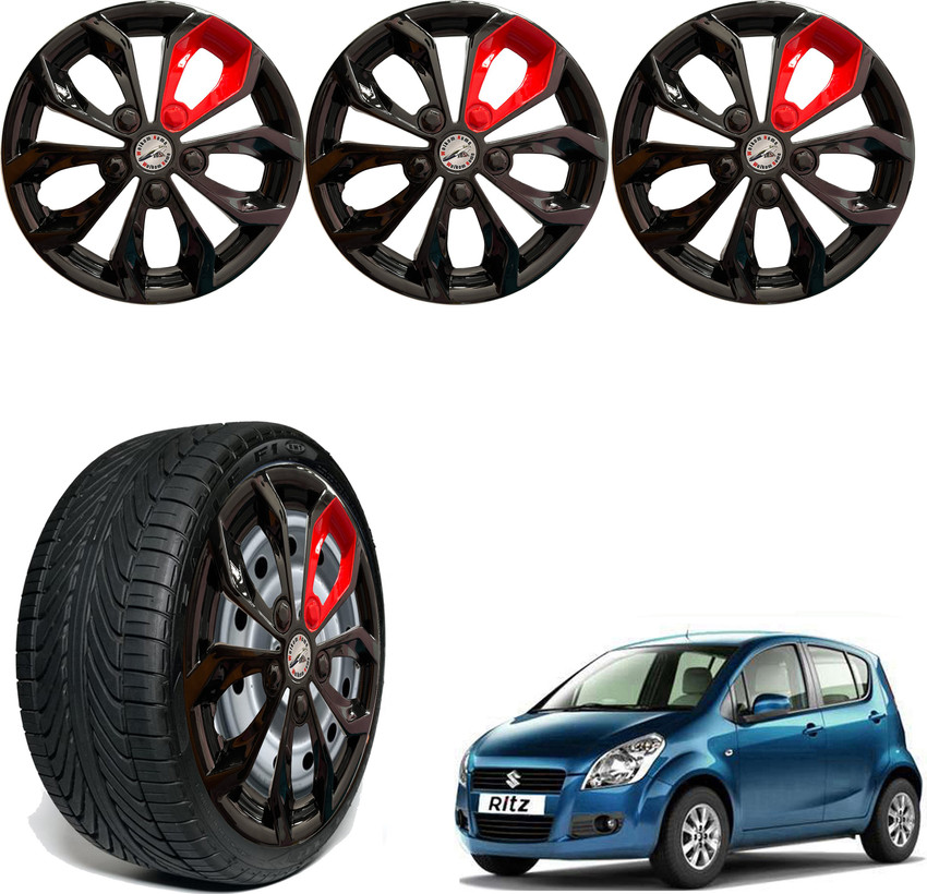 WolkomHome Car accessories Wheel cap Hub Cap 14 Inch FURRY BLACK RED PATCH FRD100 Wheel Cover For Maruti Ritz Price in India Buy WolkomHome Car accessories Wheel cap Hub Cap 14