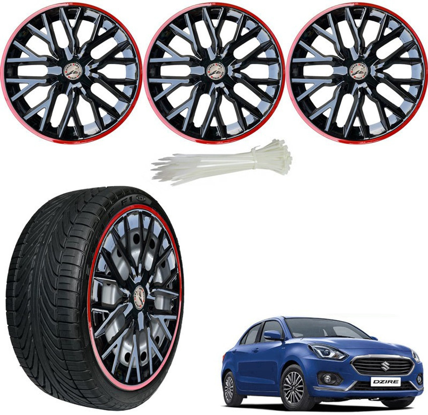 WolkomHome Wheel cap Hub Cap Delta Black Red Ring Nylon Zip Tie 4 pc Metal Ring 14 Inch Wheel Cover For Maruti Swift Dzire Price in India Buy WolkomHome Wheel cap Hub Cap