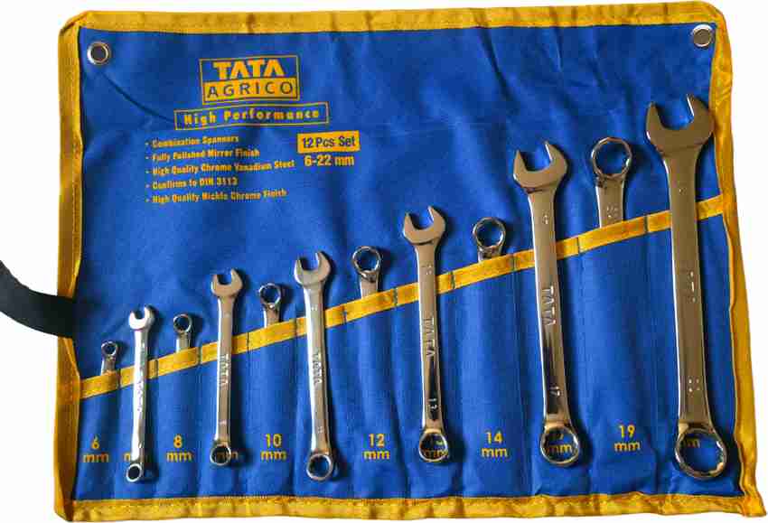 TATA AGRICO CHROME FINISHED SPANNER SET OF 12 6 22MM Double Sided Combination Wrench Price in India Buy TATA AGRICO CHROME FINISHED SPANNER SET OF 12 6 22MM Double Sided Combination Wrench online
