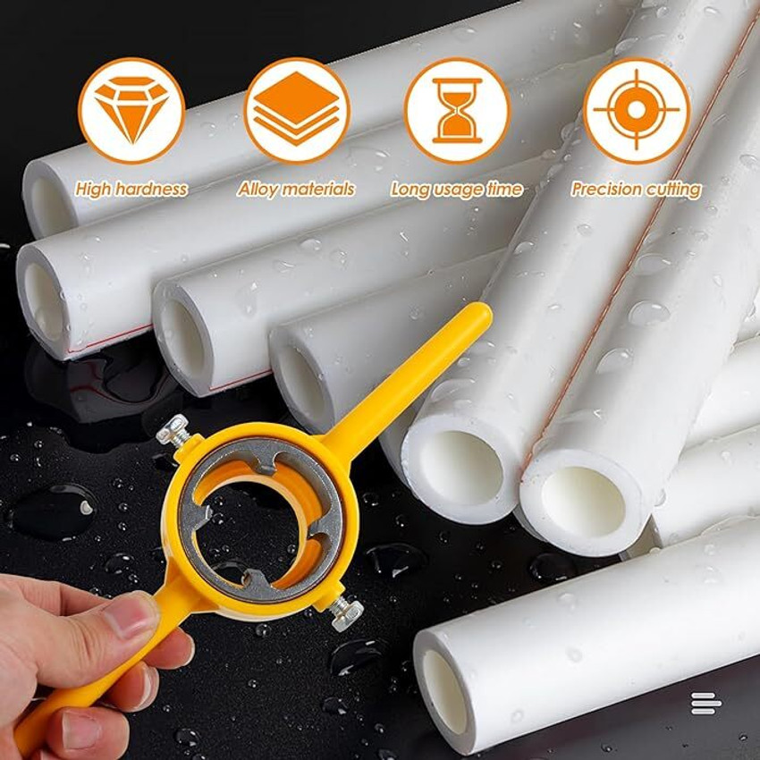 AS TOOL CENTER 6PCS Pvc Thread Maker Tool Pipe Threader Plumbing Tool Kit with 1 2 Inch 3 4 Inch 1 Inch Pvc Pipe Threader Single Sided T Type Wrench