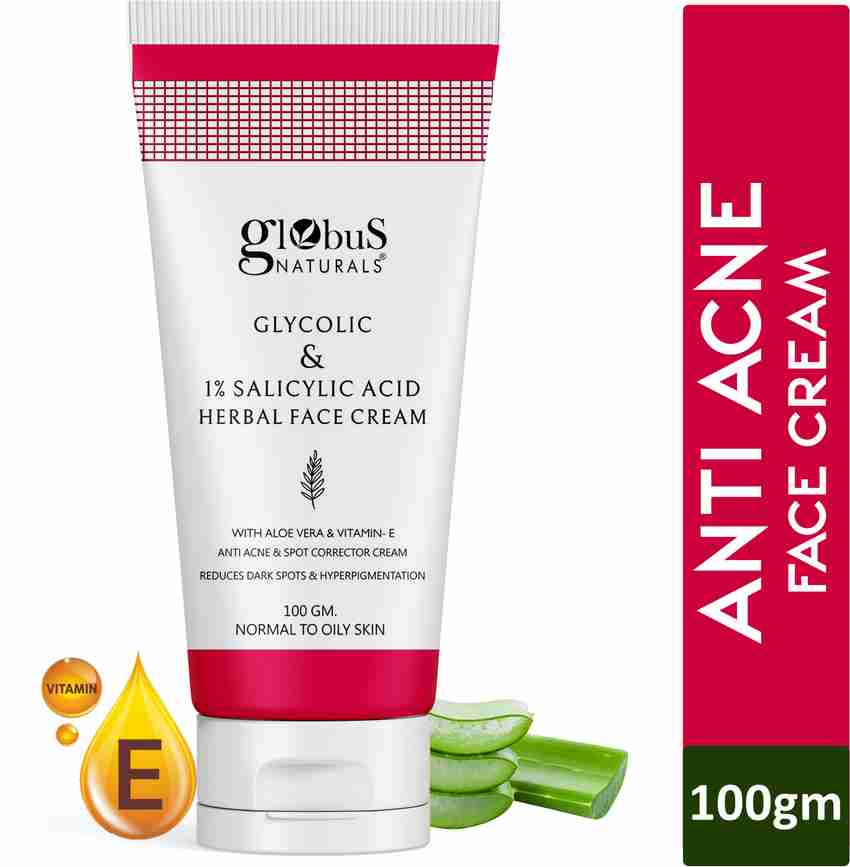 Globus Naturals Glycolic 1 Salicylic Acid Herbal Anti Acne Face Cream Price in India Buy Globus Naturals Glycolic 1 Salicylic Acid Herbal Anti Acne Face Cream Online In India