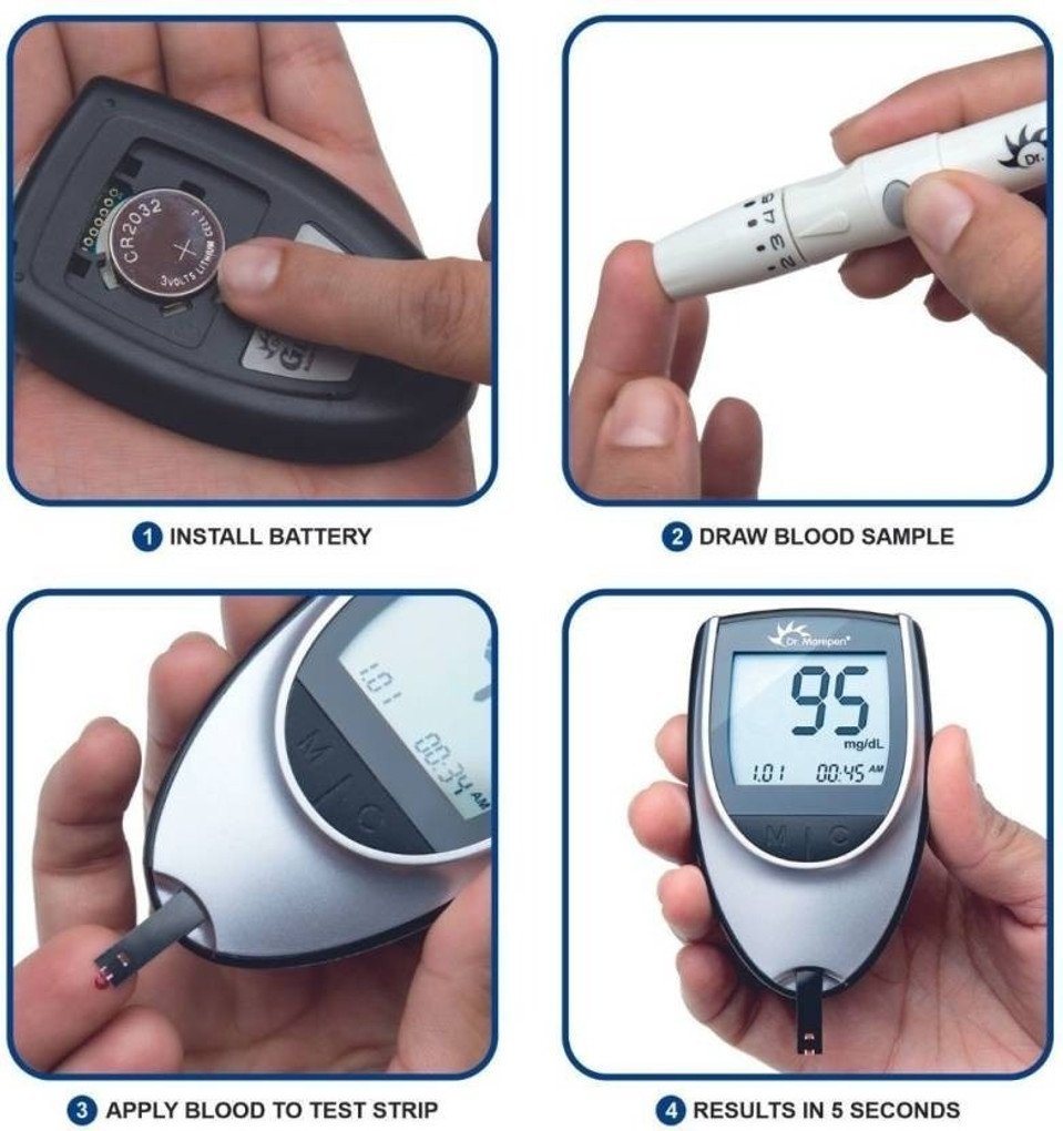 Dr. Morepen BP-15 Glucometer combo pack BP-15, Glucometer BG03 WITH 100 ...