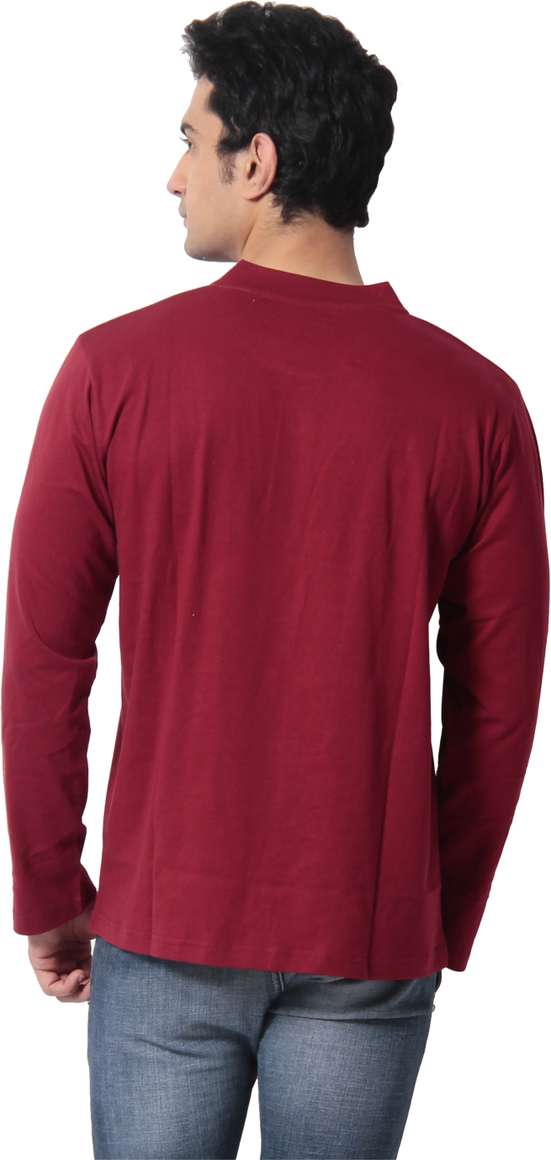 Leana Solid Men Round Neck Maroon T-Shirt - Buy Mehroom Leana Solid Men ...