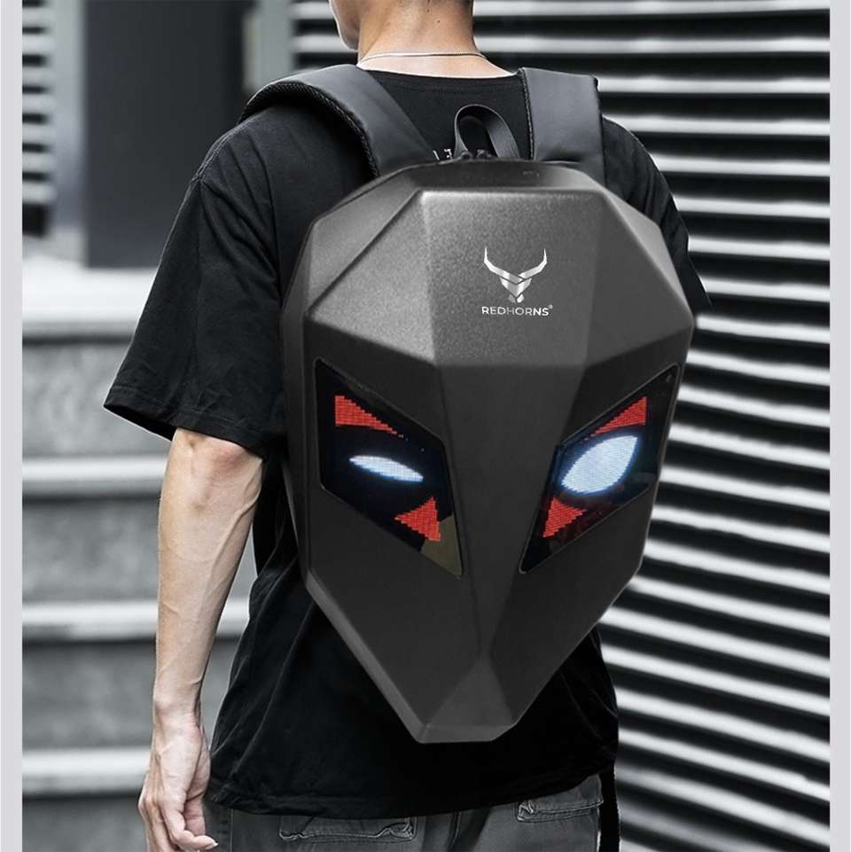 REDHORNS For Motorcycle Riding LED Eye Backpack DIY Programmable Color ...