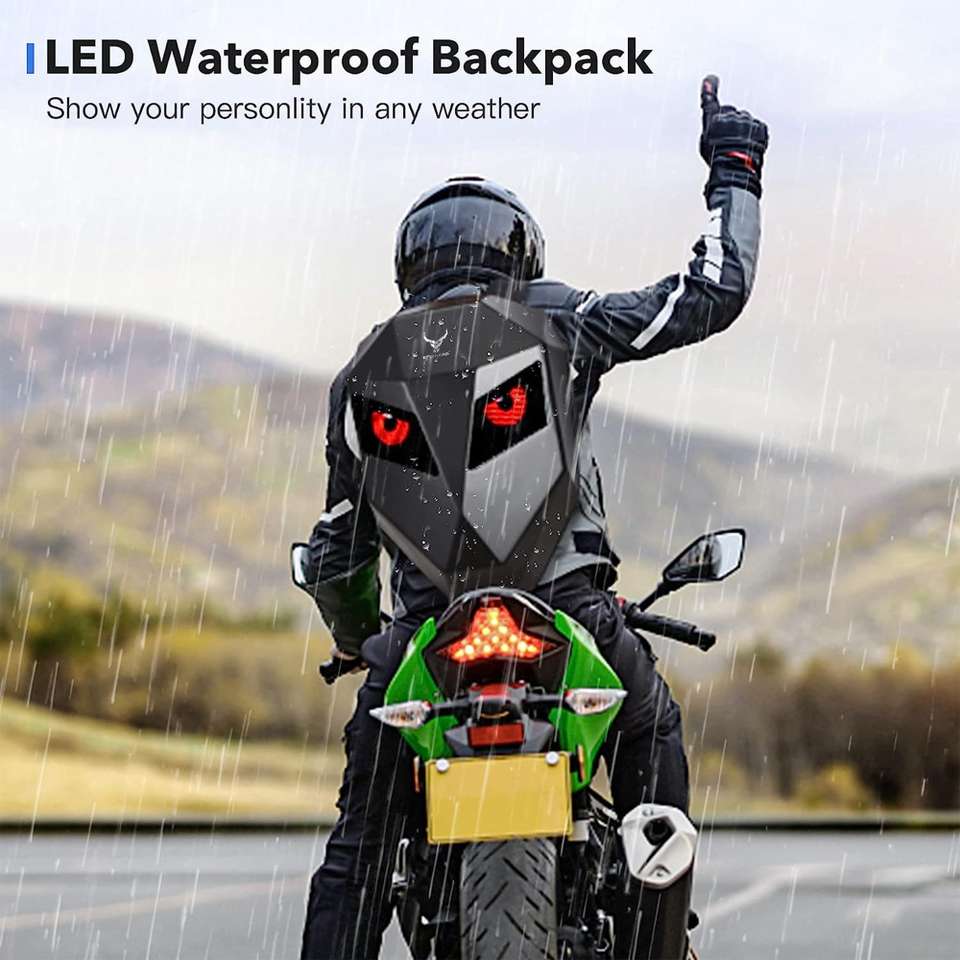 REDHORNS For Motorcycle Riding LED Eye Backpack DIY Programmable Color ...
