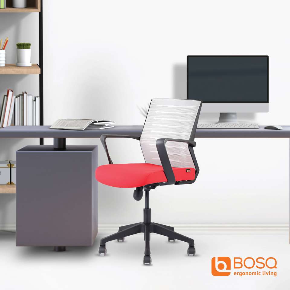 BOSQ Mid Back Home Office Desk Chair | Ergonomic Design,Center Swivel ...