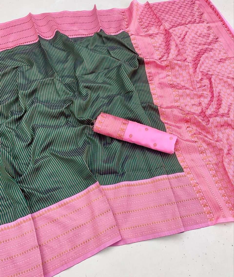 Buy BOLSENA FAB Woven Kanjivaram Cotton Silk Green Sarees Online @ Best ...
