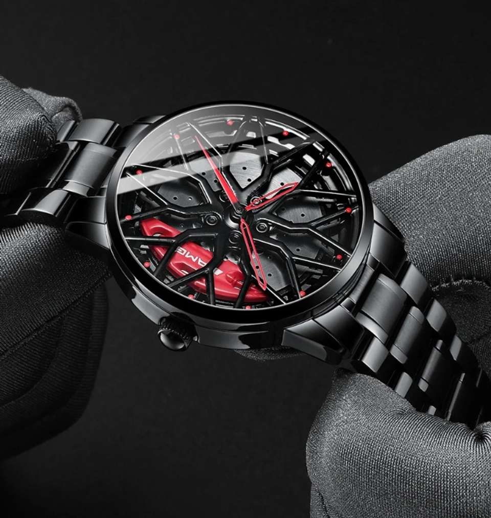 SHEEEN Spinning car wheel rotating gyro wrist watch Car wheel watch ...