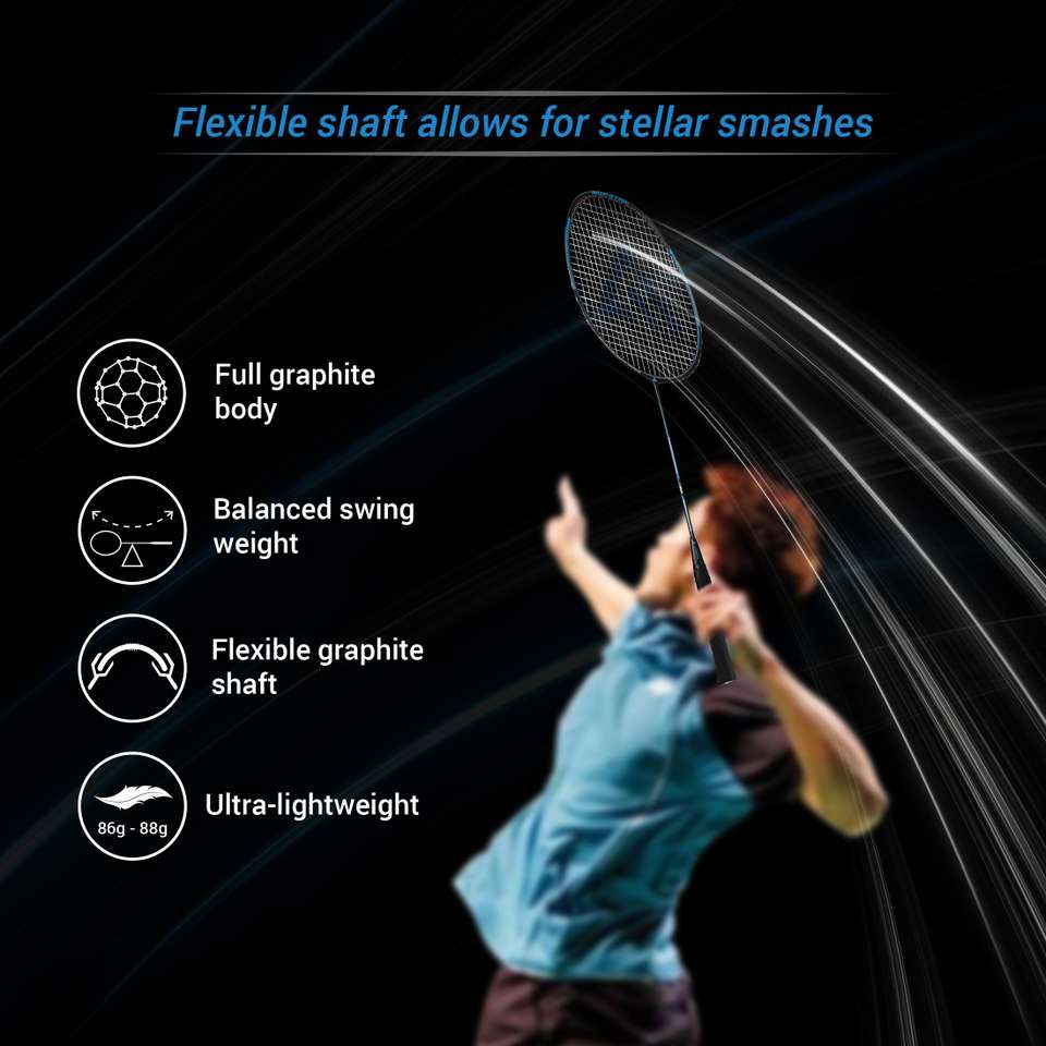 Adrenex by Flipkart R501 Full Graphite Badminton Racquet Black, Blue ...