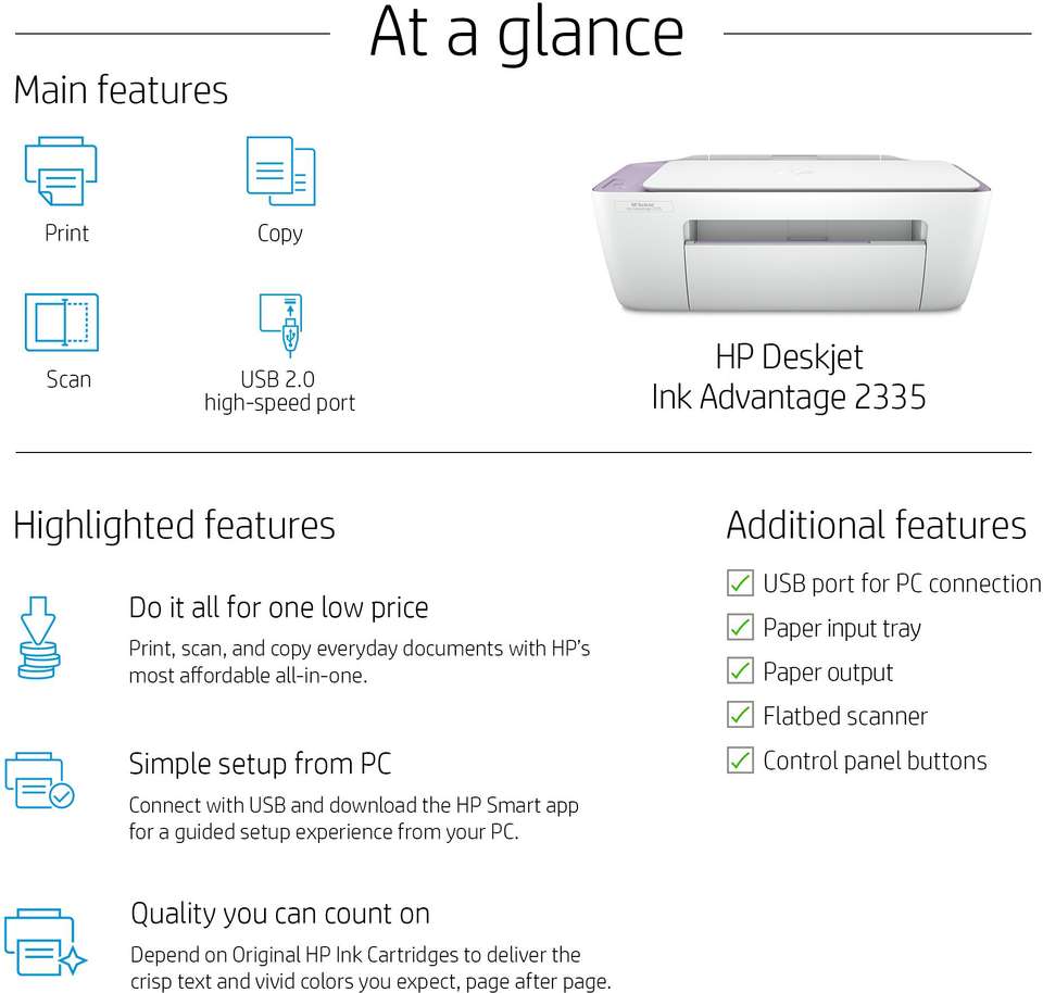 HP DeskJet Ink Advantage 2335 Multi-function Color Inkjet Printer for ...