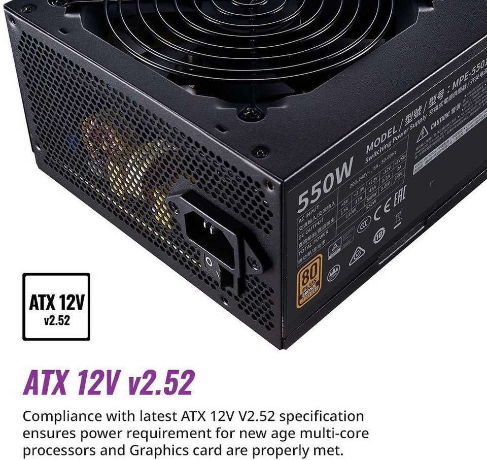 COOLER MASTER MWE 550 V2 230v, 80 Plus Bronze Certified 550 Watts ...