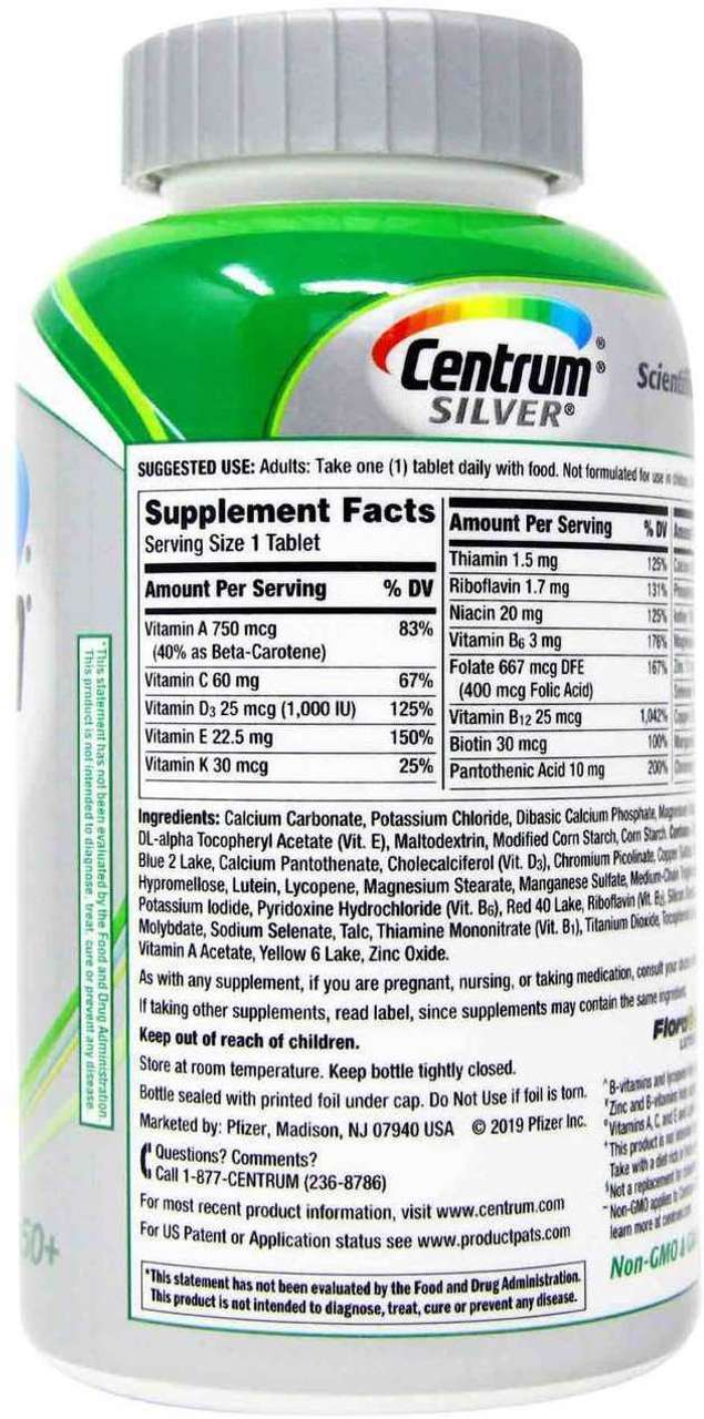 Centrum Silver Multivitamin/Multimineral Supplement Adults 50+ Price in ...