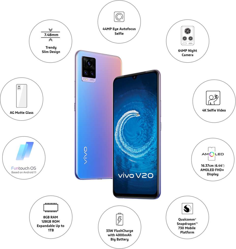 vivo V20 2021 (128 GB Storage, 8 GB RAM) Online at Best Price On ...