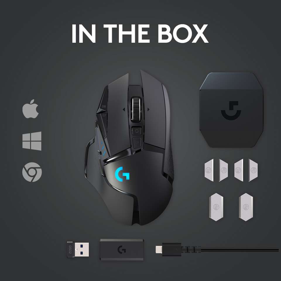 Logitech G502 Lightspeed / HERO 25K Sensor, Adj DPI 25.6K, RGB, 11 ...