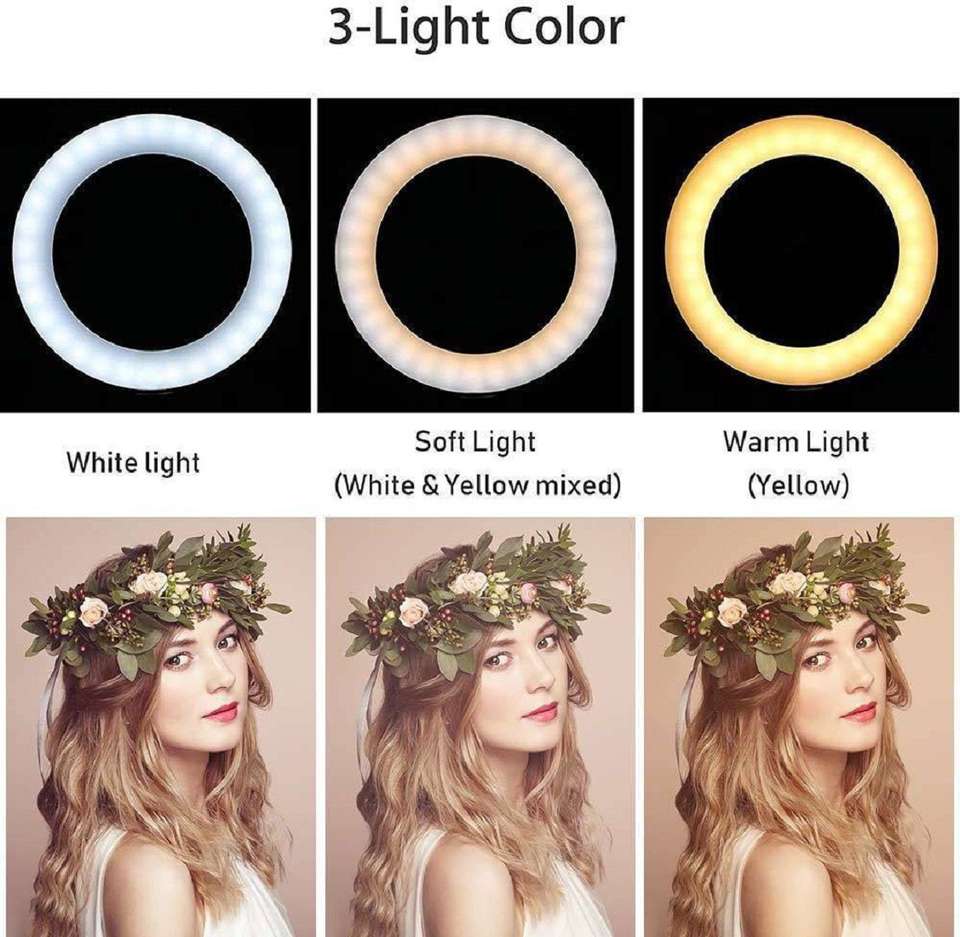 Jeteck Professional LED Shooting Big Ring Light 3 Brightness Level Ring ...