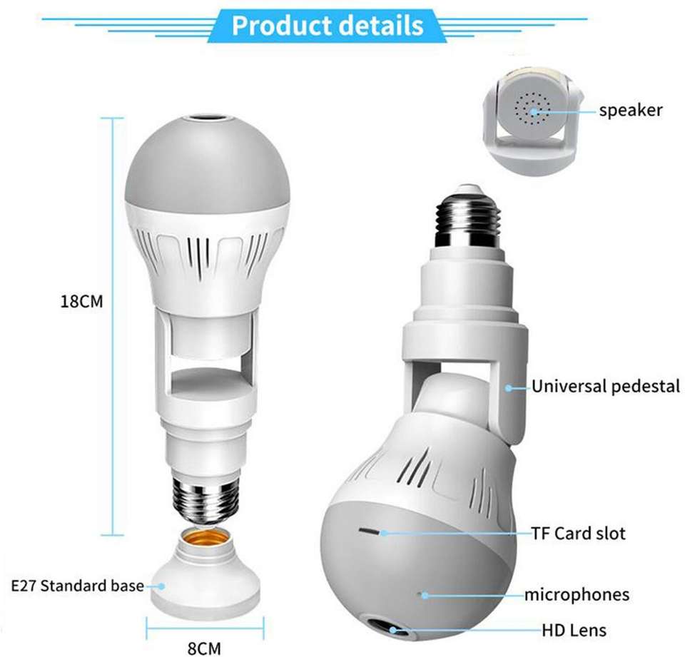 SIOVS Bulb Camera Hidden Small Light Bulb Camera with Wi-Fi CCTV Hidden ...