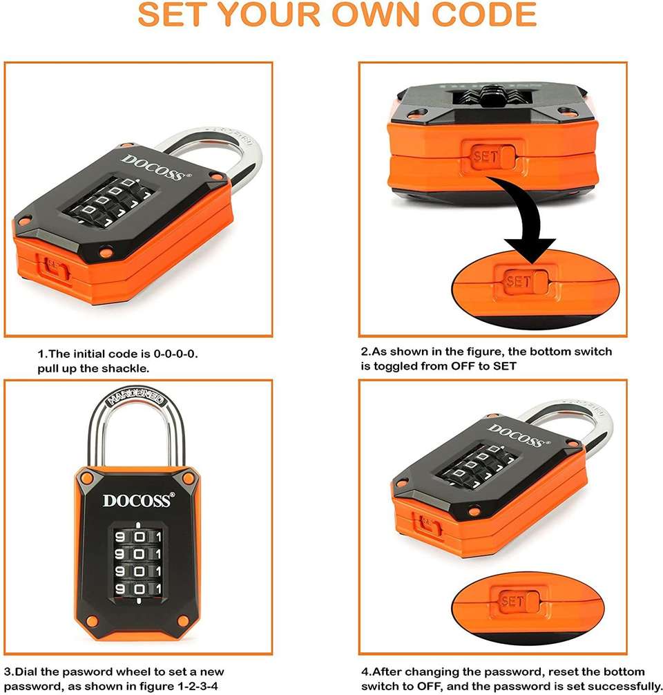 DOCOSS Strong Number Locks for Door Padlock For Home/Combination Pad ...