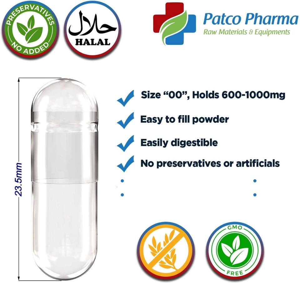 PATCO PHARMA Size 00 Green Empty Gelatin Pill Capsule - Gluten Free ...