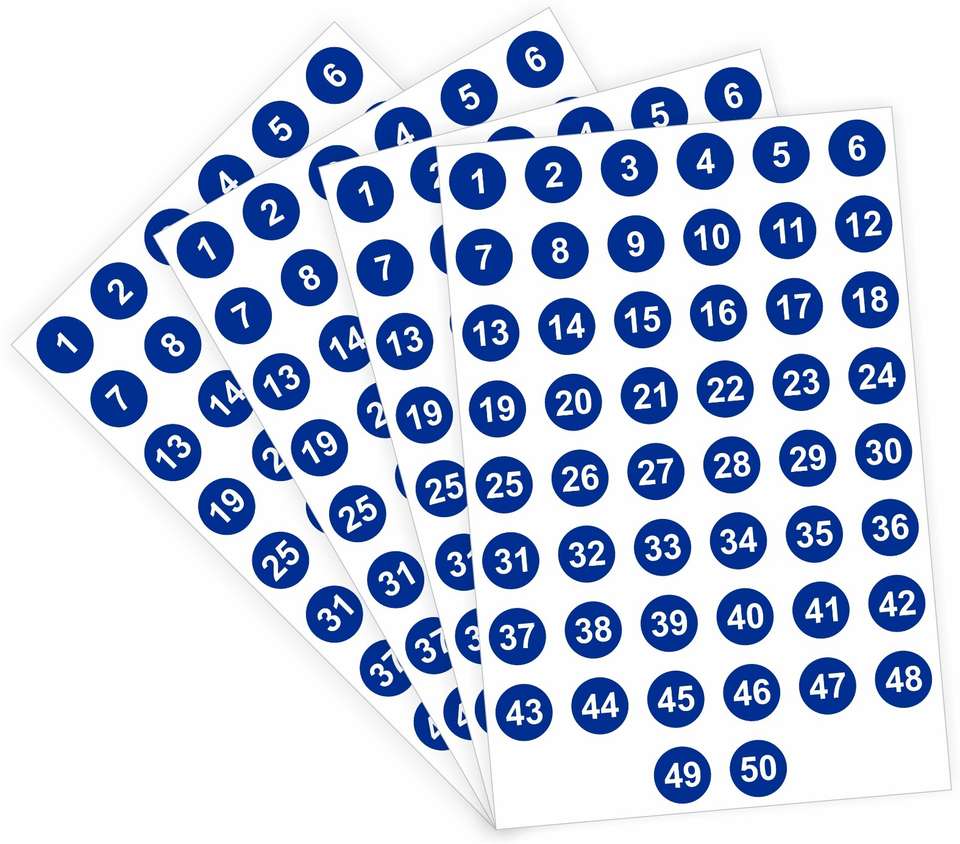 greencom 3.81 cm 1 to 50 Number Stickers 1.5 Inch Small Self-Adhesive ...
