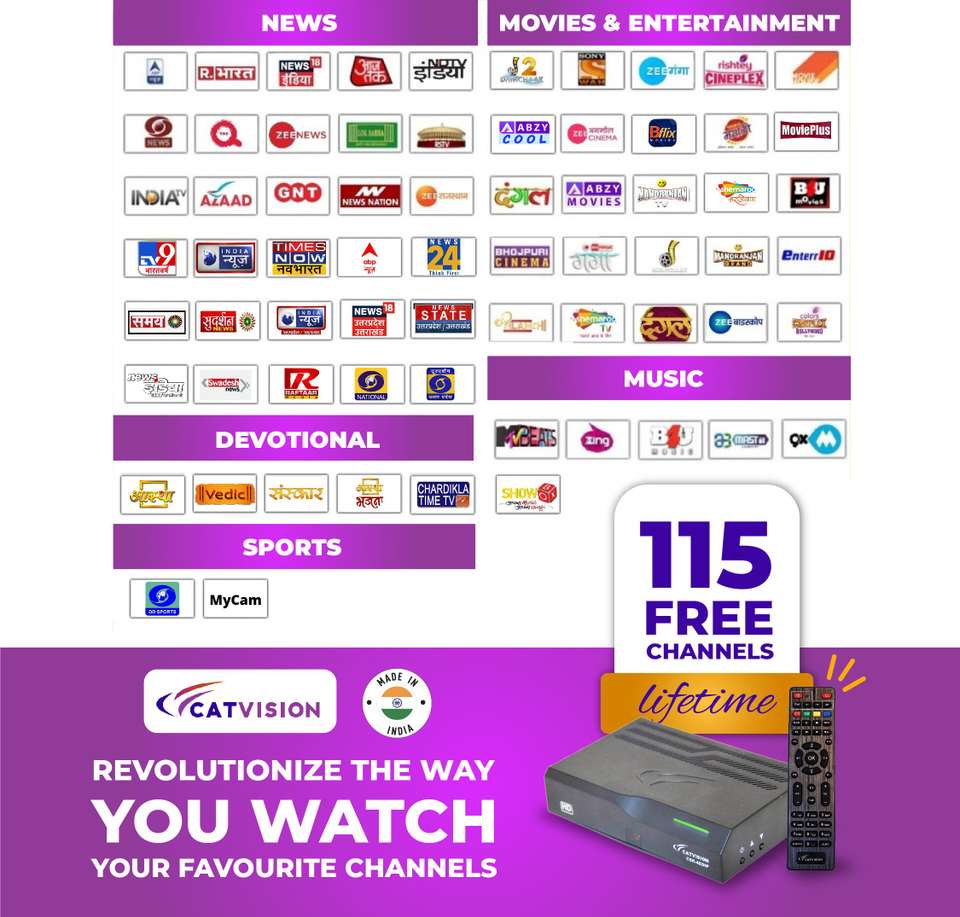 Catvision DD FreeDish DTH MPEG4 HD Set Top Box for 115+ FREE TV ...