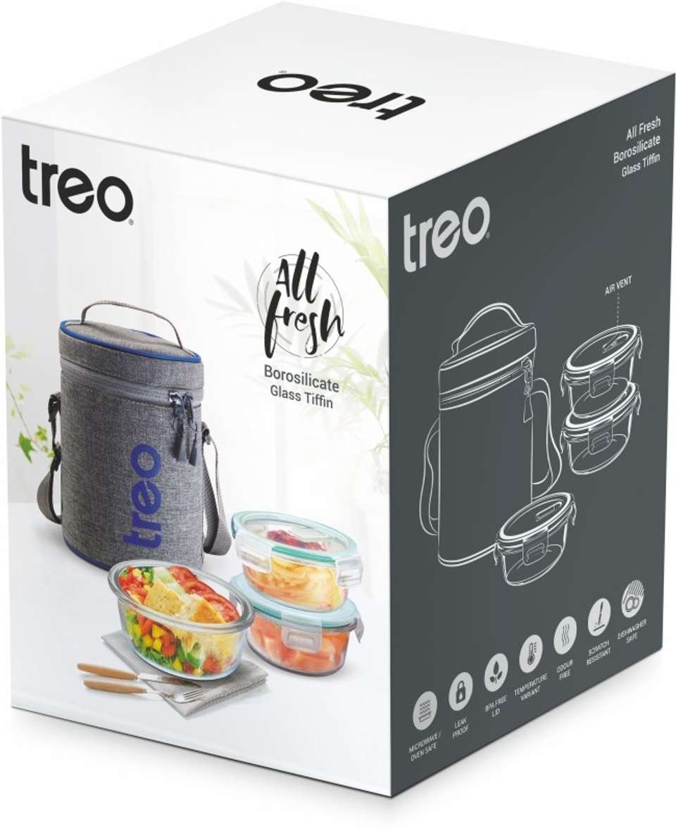Flipkart.com | TREO ALL FRESH BOROSILICATE GLASS TIFFIN 3PCS SET 3 ...