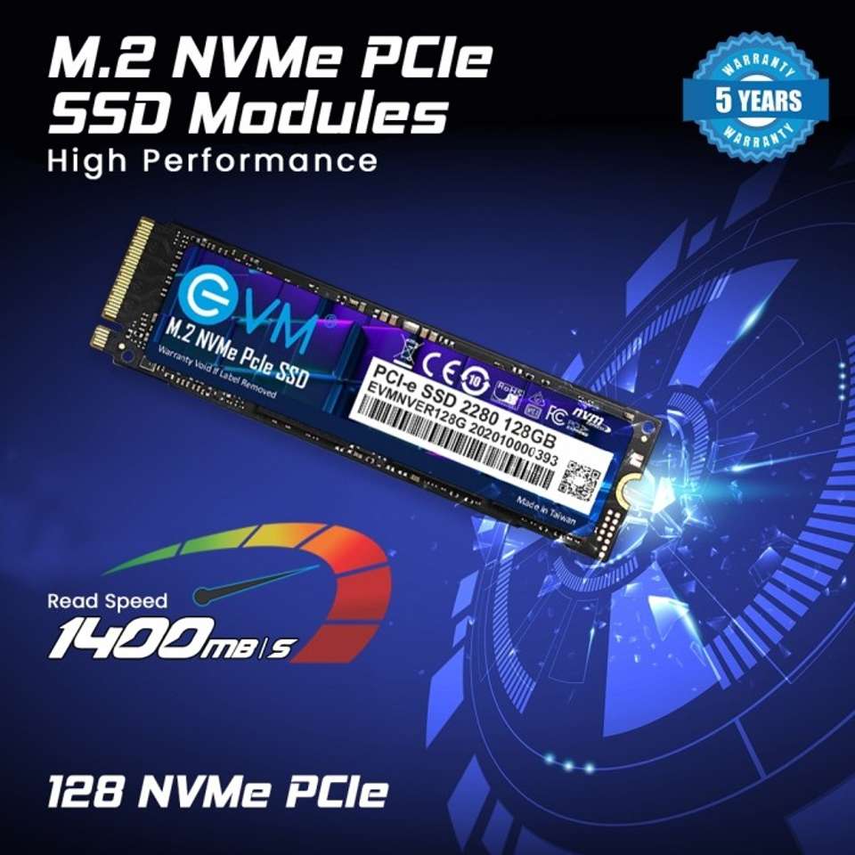 EVM 128GB M.2 NVME PCIE SSD 128 GB Laptop, Desktop Black PCIe NVMe ...