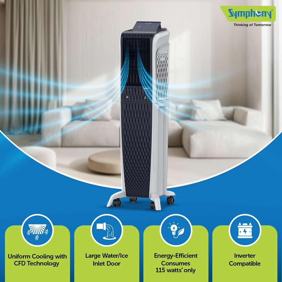 Symphony 50 L Tower Air Cooler with Touch & Remote Control CFD ...