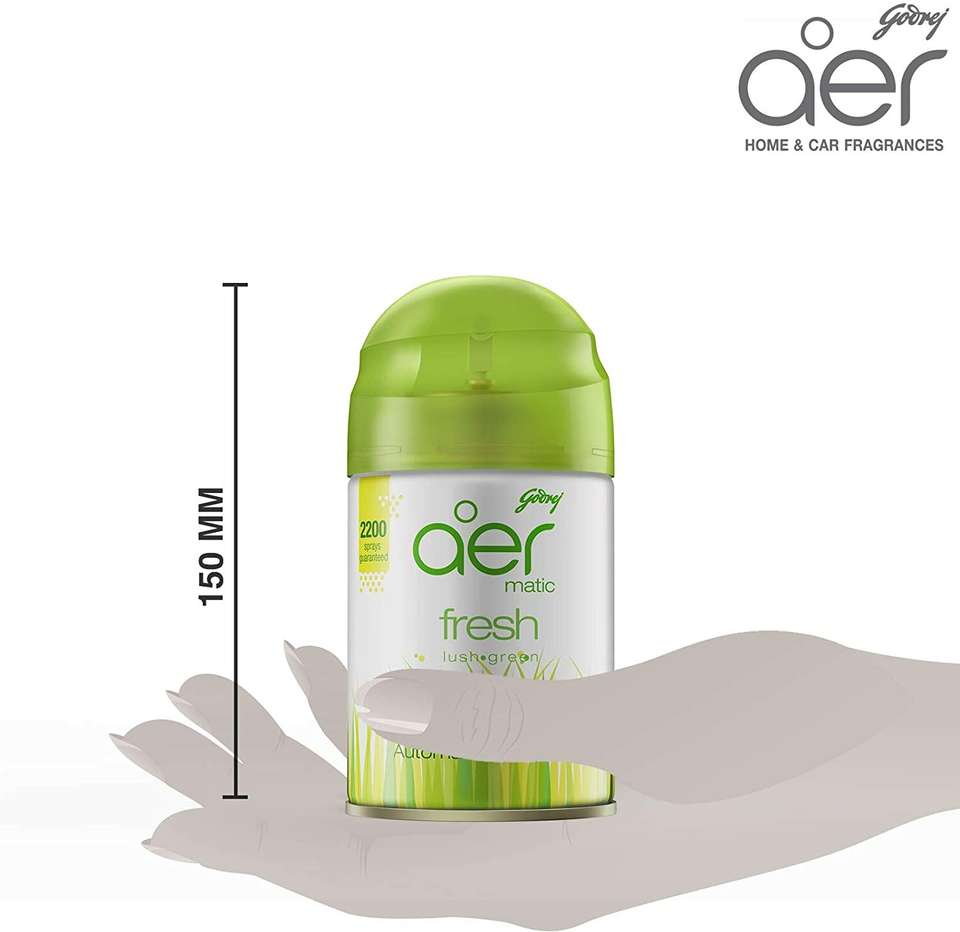 Godrej Aer Matic Automatic Spray Refill, Fresh Lush Green, 2200 Sprays ...