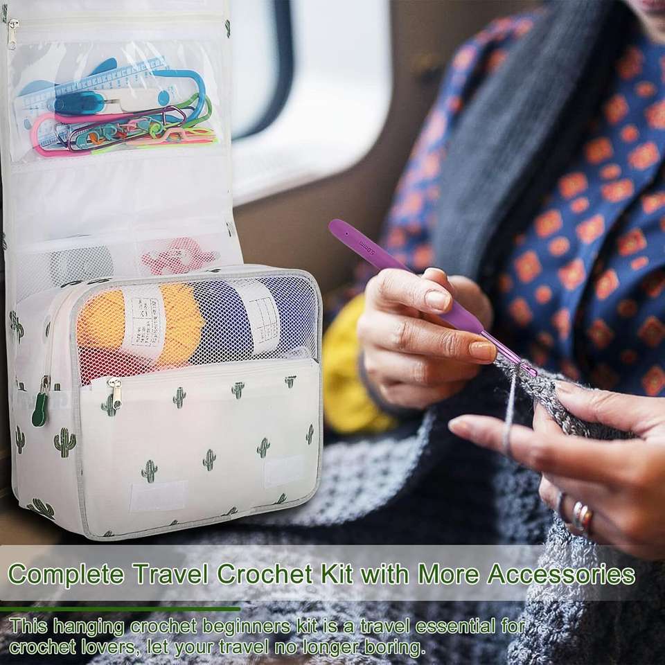 Gemsy 63 Pcs Crochet Kit for Beginners with Yarn & Storage Bag ...